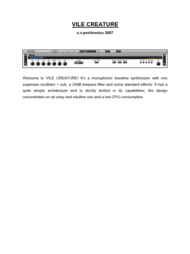 VILE CREATURE | PDF | Electrical Engineering | Music Technology