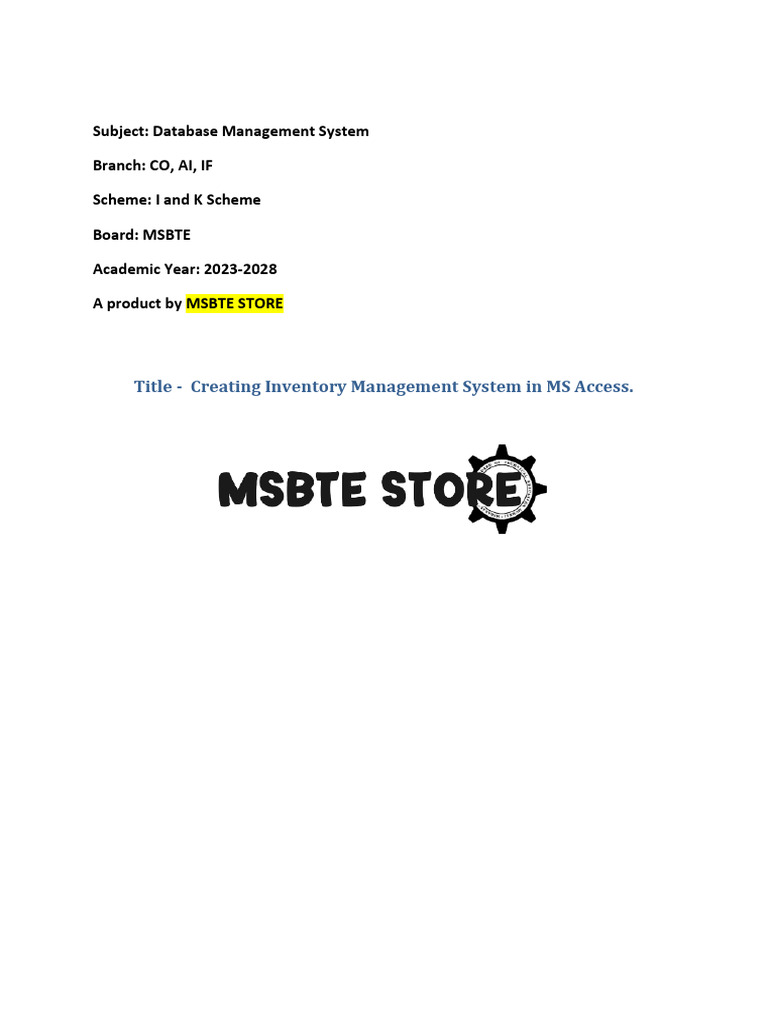 MS Access Inventory Management System | PDF | Microsoft Access | Databases