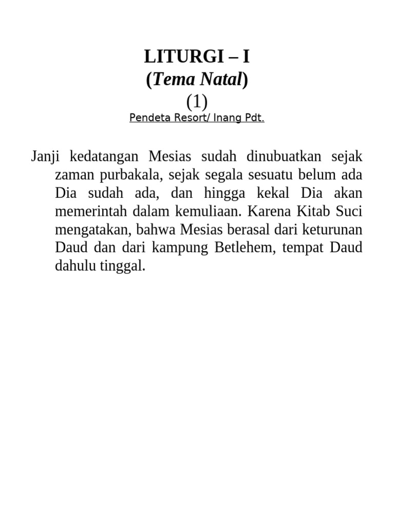 Liturgi Penatua Dan Keluarga | PDF