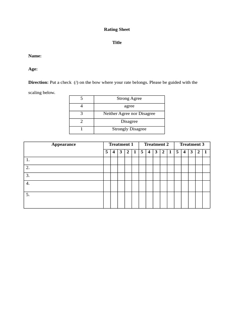 Rating Sheet | PDF