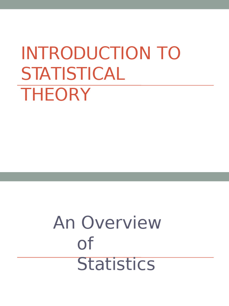 Lecture 1 Introduction To Statistical Theory Pdf Statistics Level