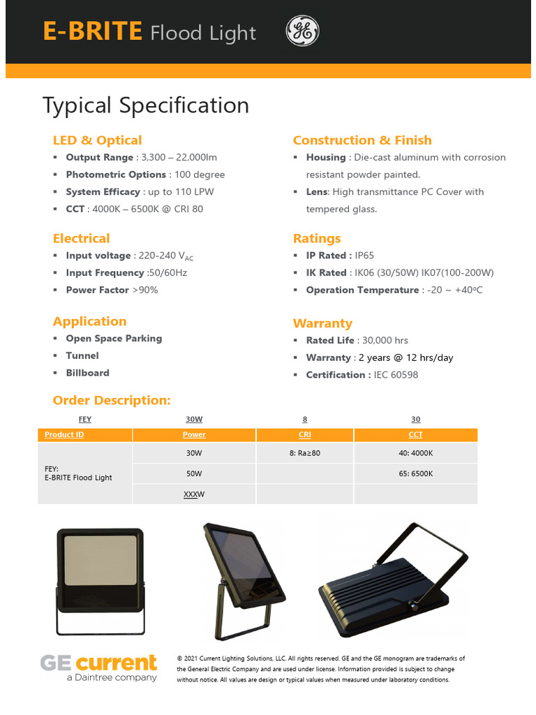 Proline LED Floodlight PDF | PDF | Electrical Engineering | Electricity
