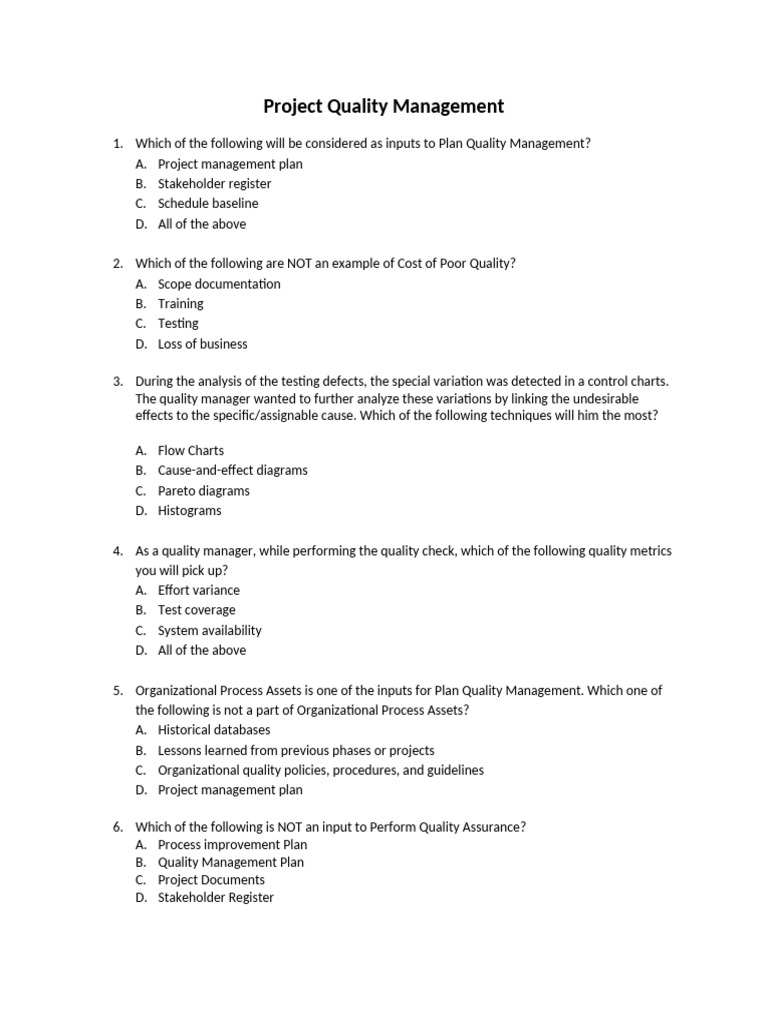 Ch-8-Project Quality Management V | PDF | Project Management | Quality ...