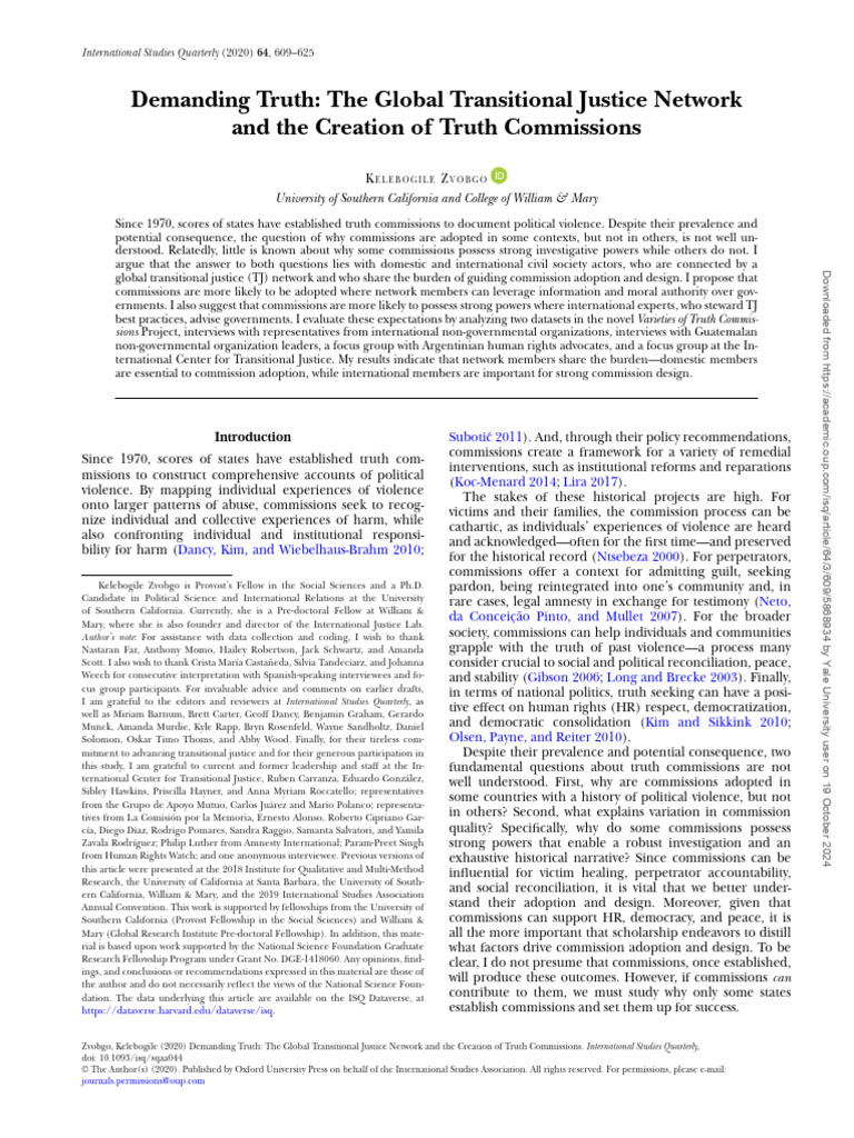Zvobgo | PDF | Transitional Justice | Accountability