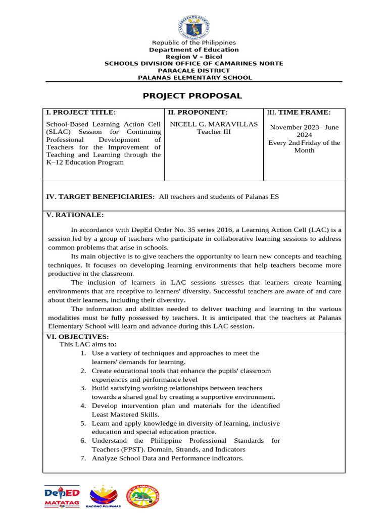 Lac Session Proposal 2023 2024 | PDF | Teachers | Learning