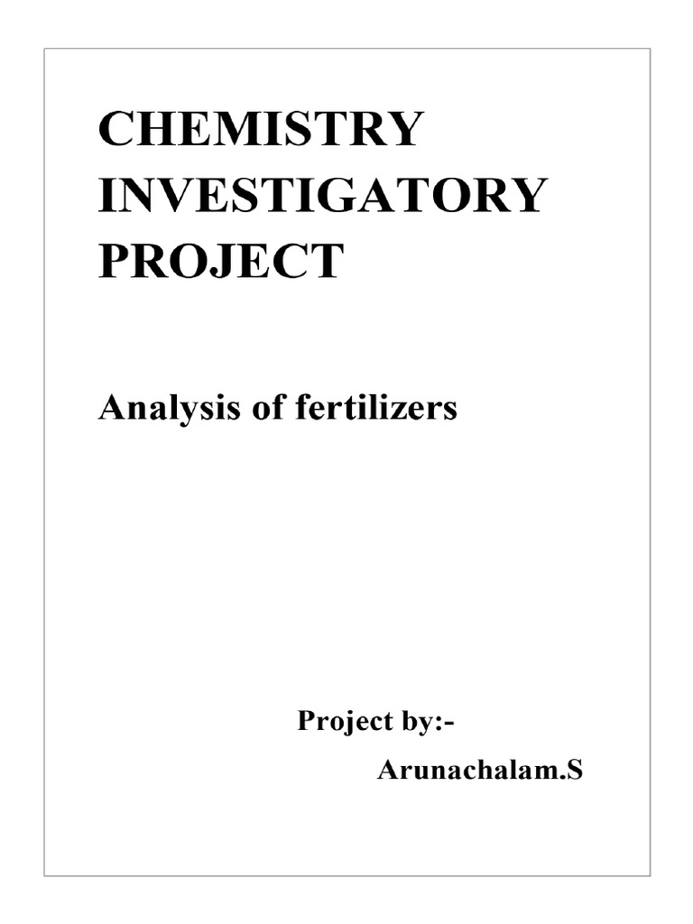 Chemistry Investigatory Project | PDF