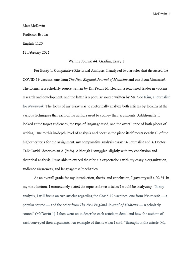 Graded Writing Sample: Rhetorical Analysis | PDF | Essays | Human ...