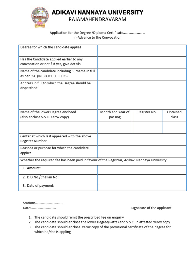 Degree Certificate Application Process | PDF