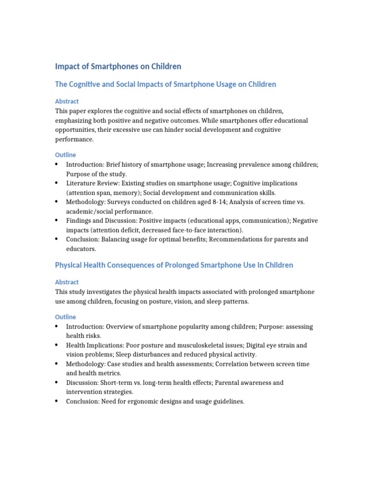 Smartphones' Impact on Children's Development | PDF | Mental Health ...