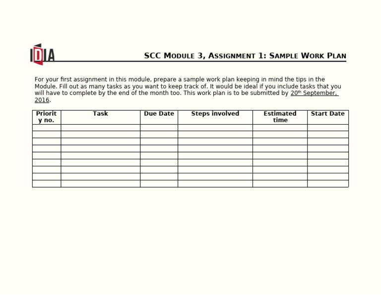 SCC Module 3 Assignment 1_Work Plan Template | PDF