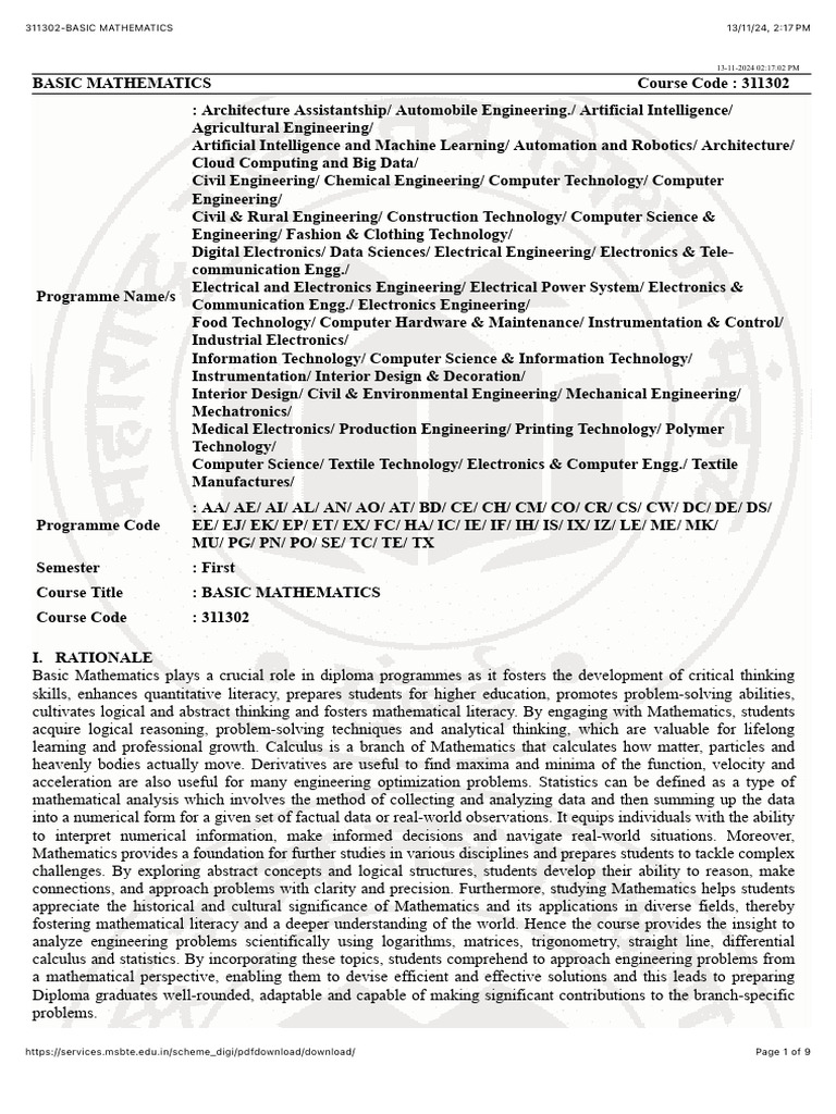 311302-Basic Mathematics | PDF | Trigonometric Functions | Trigonometry