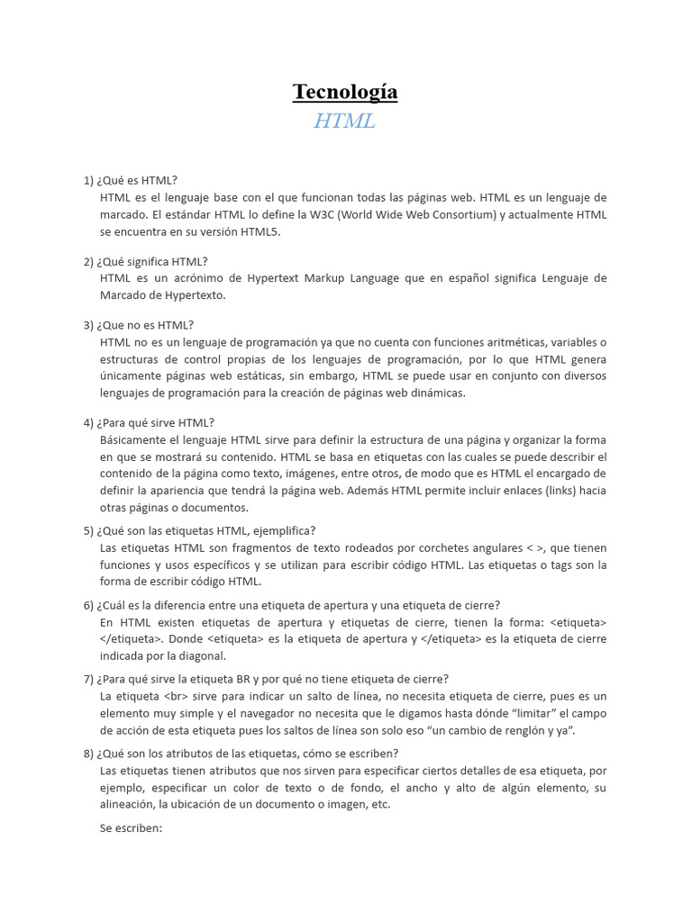 Introducción a HTML: Estructura y Etiquetas | PDF | HTML | Red mundial