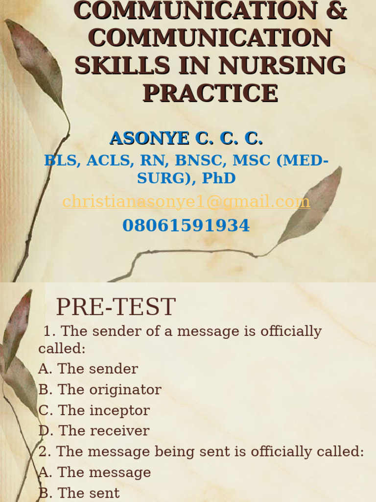 Communication Skills for Nurses | PDF | Nonverbal Communication ...