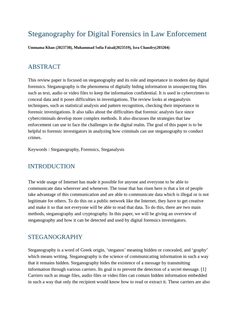 Steganography in Digital Forensics | PDF