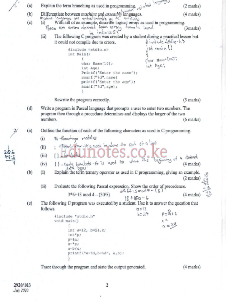July 2020 SP Past Paper | PDF
