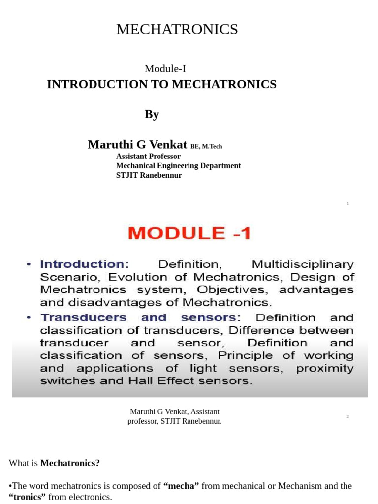 Introduction to Mechatronics Concepts | PDF | Mechatronics | Sensor