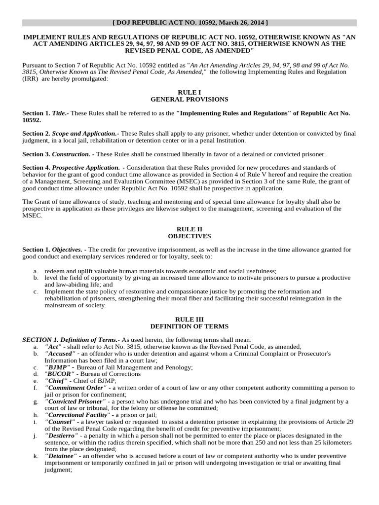 RA-10592-GCTA | PDF | Prison | Detention (Imprisonment)