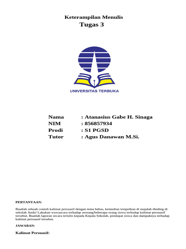 Tugas 3 Keterampilan Menulis Pdf