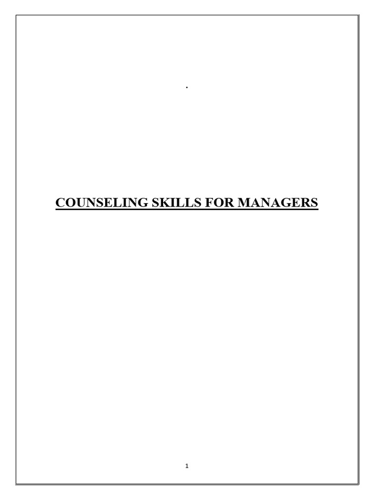 Counseling Skills For Managers | PDF | Psychotherapy | Psychoanalysis