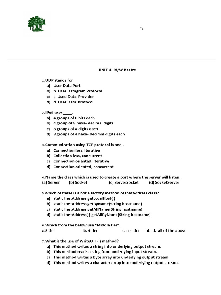Unit 4 Nw Basics | PDF | Port (Computer Networking) | Internet Protocol Suite