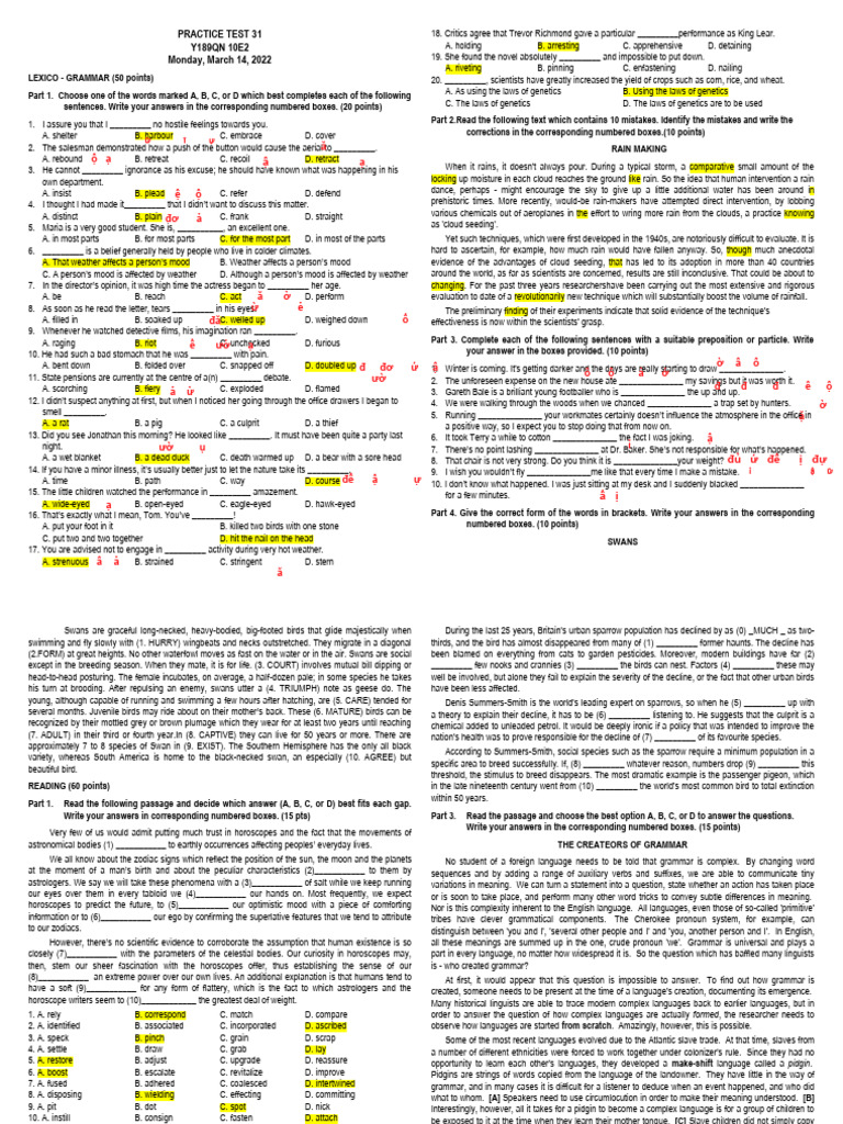 Answers10A2 PRACTICE 31 | PDF | Sign Language | Experiment
