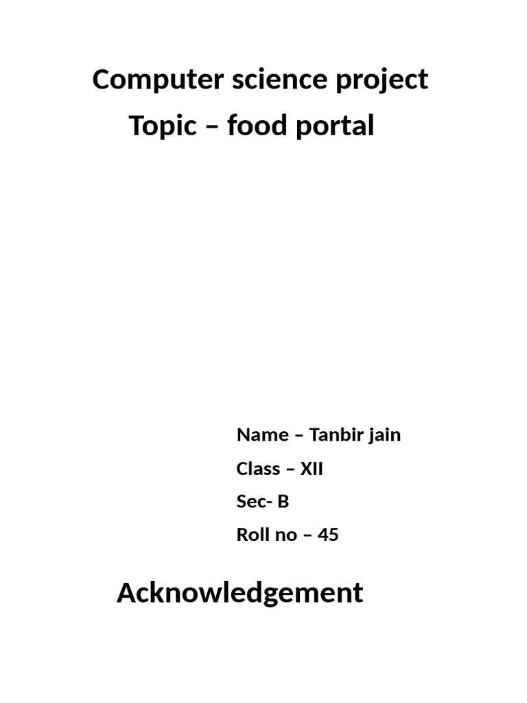 Computer Science Project | PDF