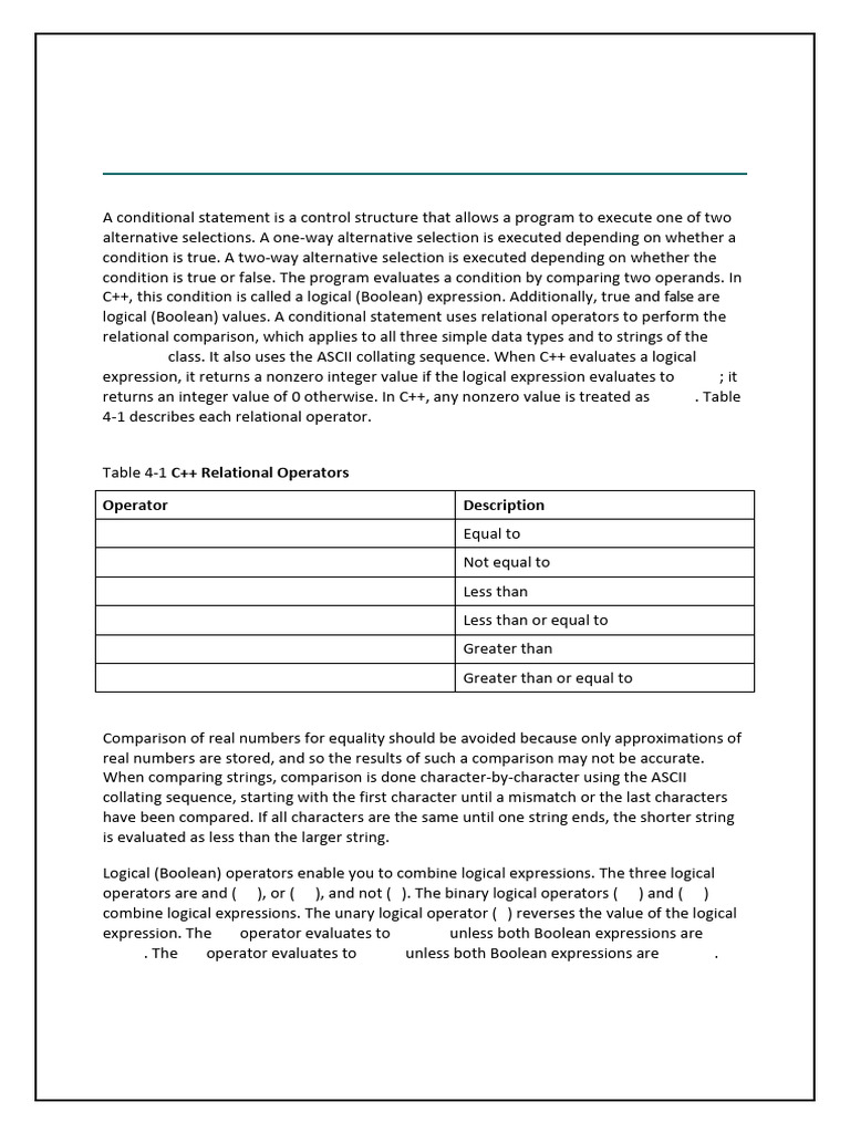 Lab 4 1 Using Relational and Logical Operators to Evaluate Logical ... Lab 4 1 Using Relational and Logical Operators to Evaluate Logical ...