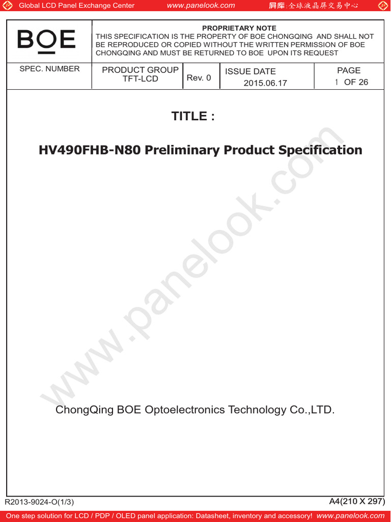 HV490FHB-N80 Marca Boe FHD Clon LG VCC Ultimos 5 Pines | PDF ...