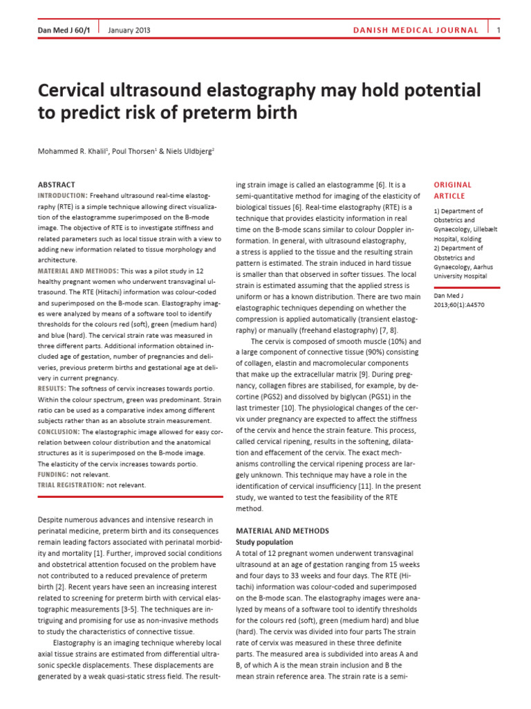 Cervical Ultrasound Elastography May Hold Potential To Predict Risk of ...