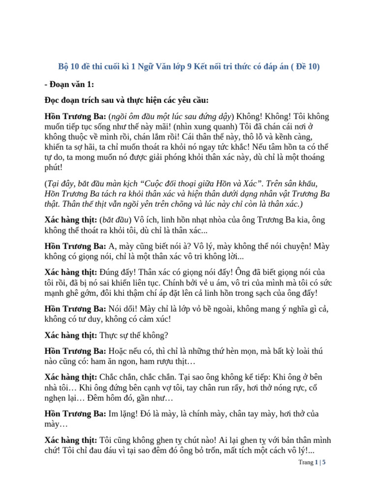 KEY ĐỀ 10 KNTT | PDF