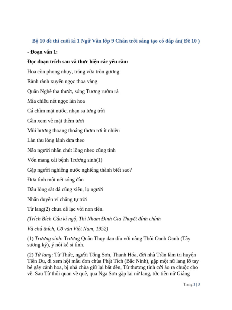 KEY ĐỀ 10 CTST) | PDF