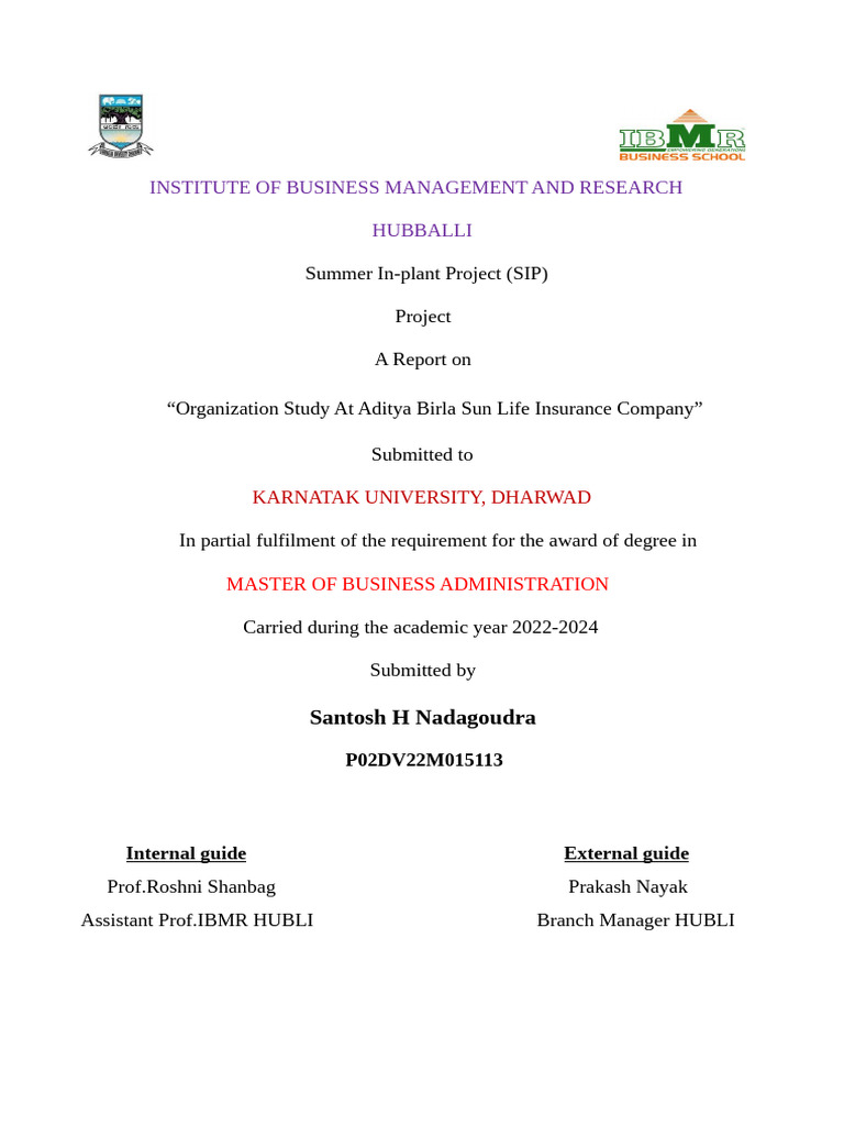 Santu Sip Project | PDF | Human Resource Management | Insurance