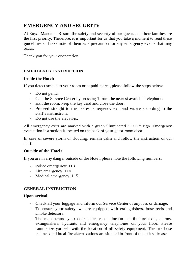 Emergency and Security | PDF