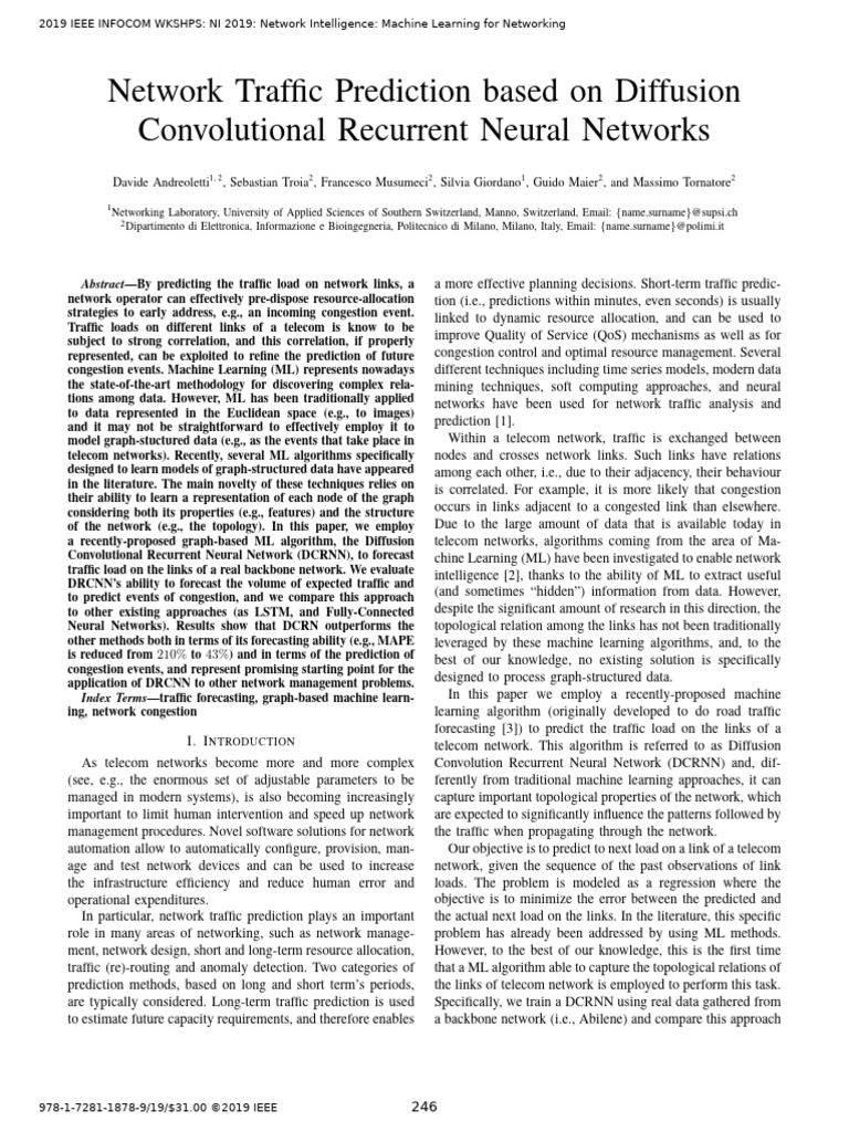 Network Traffic Prediction Based On Diffusion Convolutional Recurrent Neural Networks | PDF ...