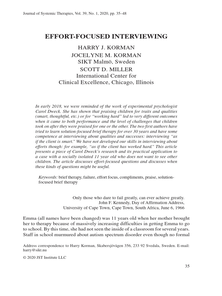 Effort-Focused Interviewing Guide | PDF | Mindset | Psychotherapy