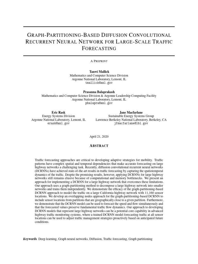 Graph Partitioning Based Diffusion Convolutional Recurrent Neural Network For Large Scale