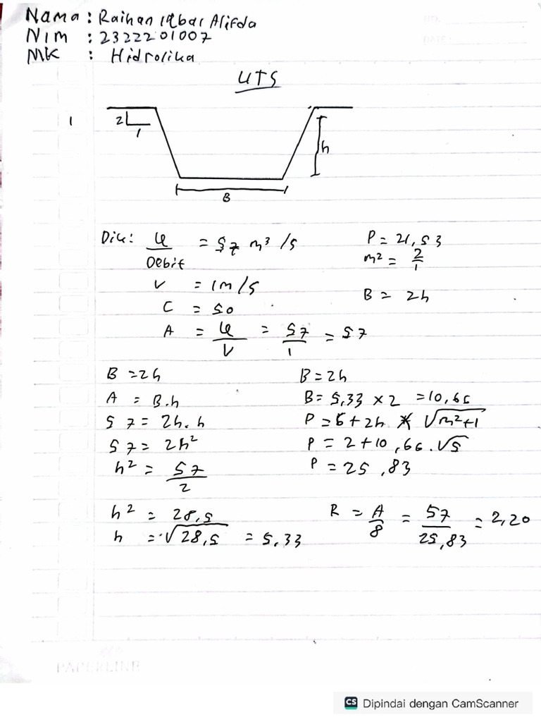 Uts Hidrolika Raihan Iqbal Alifda | PDF