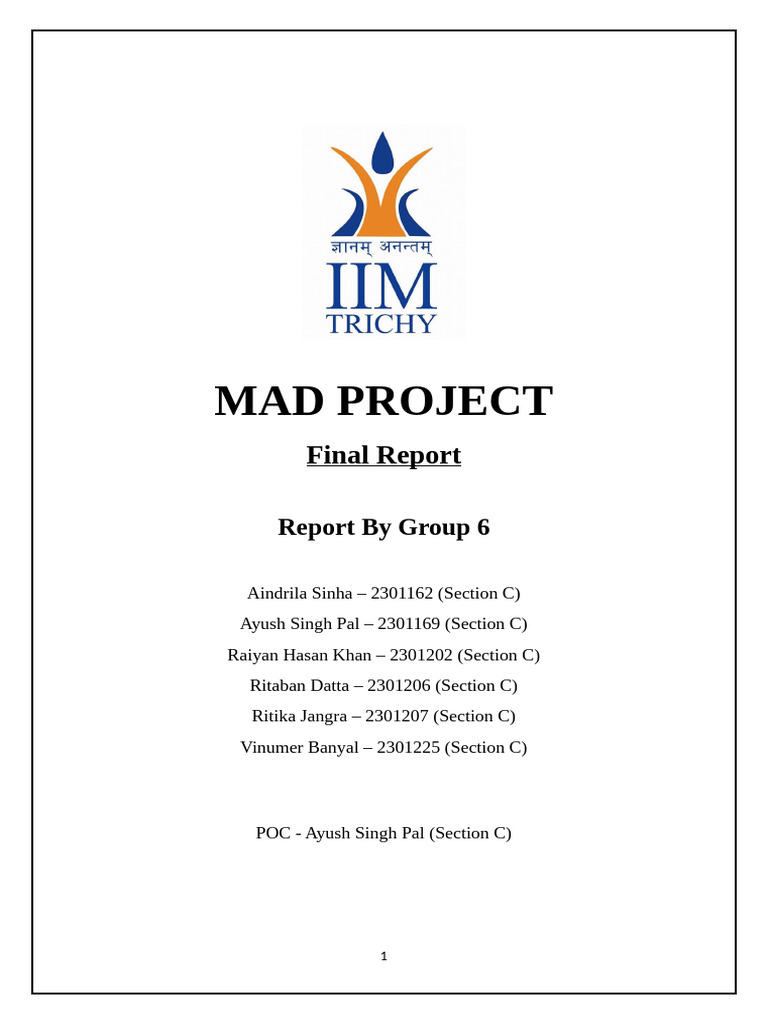 MAD Project Final Report | PDF | Infrastructure | Community