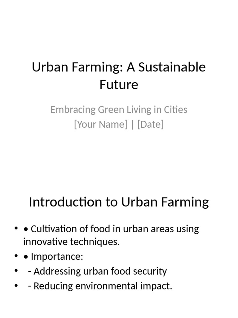 Urban Farming: Benefits and Techniques | PDF