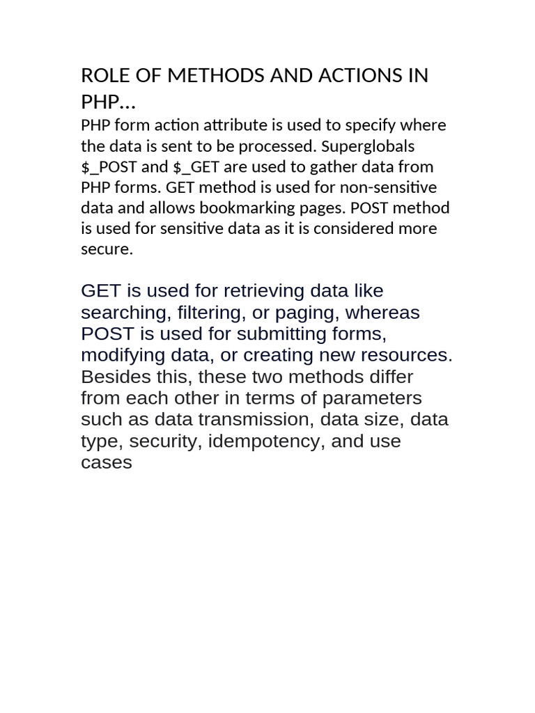 PHP Form Methods: GET vs POST Explained | PDF
