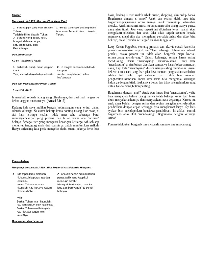 Tata Ibadah Rumah Tangga 2 - 11 - 2023 | PDF