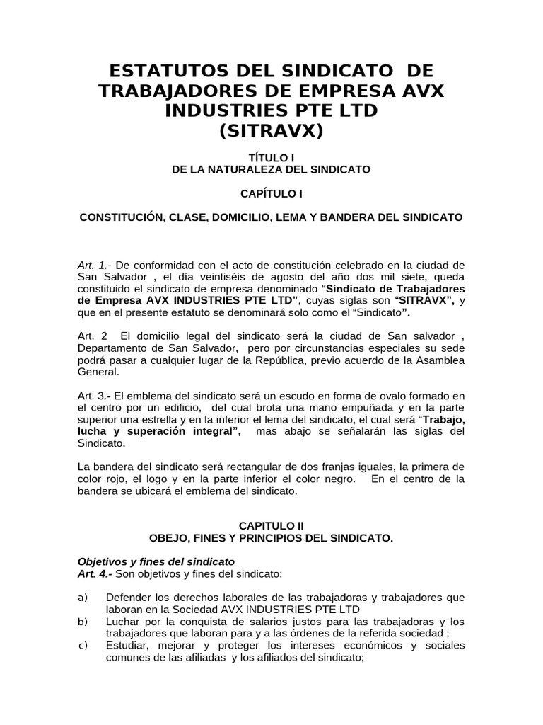 Estatutos Sitravx Final | PDF | Sindicato | Presupuesto