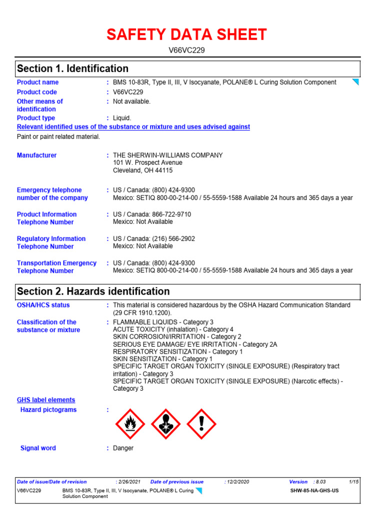 v66vc229 Msds - En | PDF | Occupational Safety And Health
