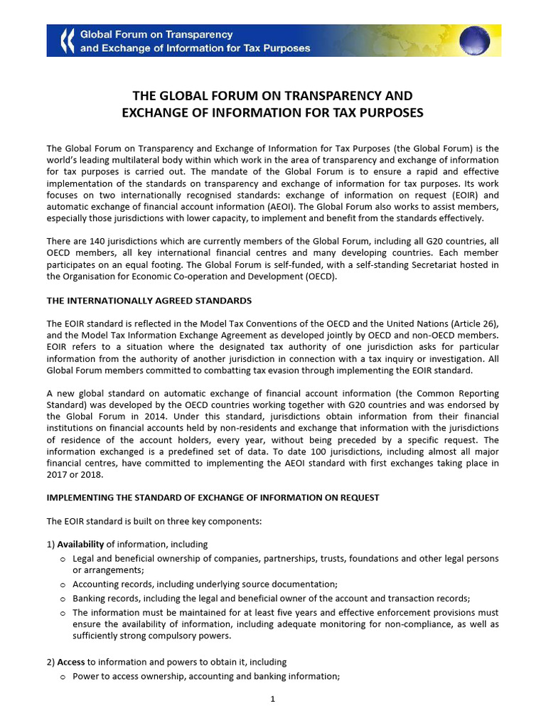 Global Forum On Transparency and Exchange of Information For Tax ...