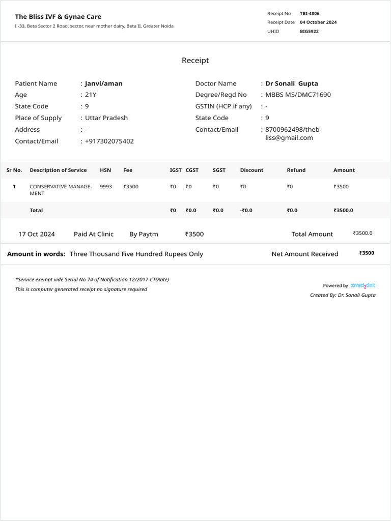 Invoice For Your Connect2Clinic Appointment | PDF | Payments