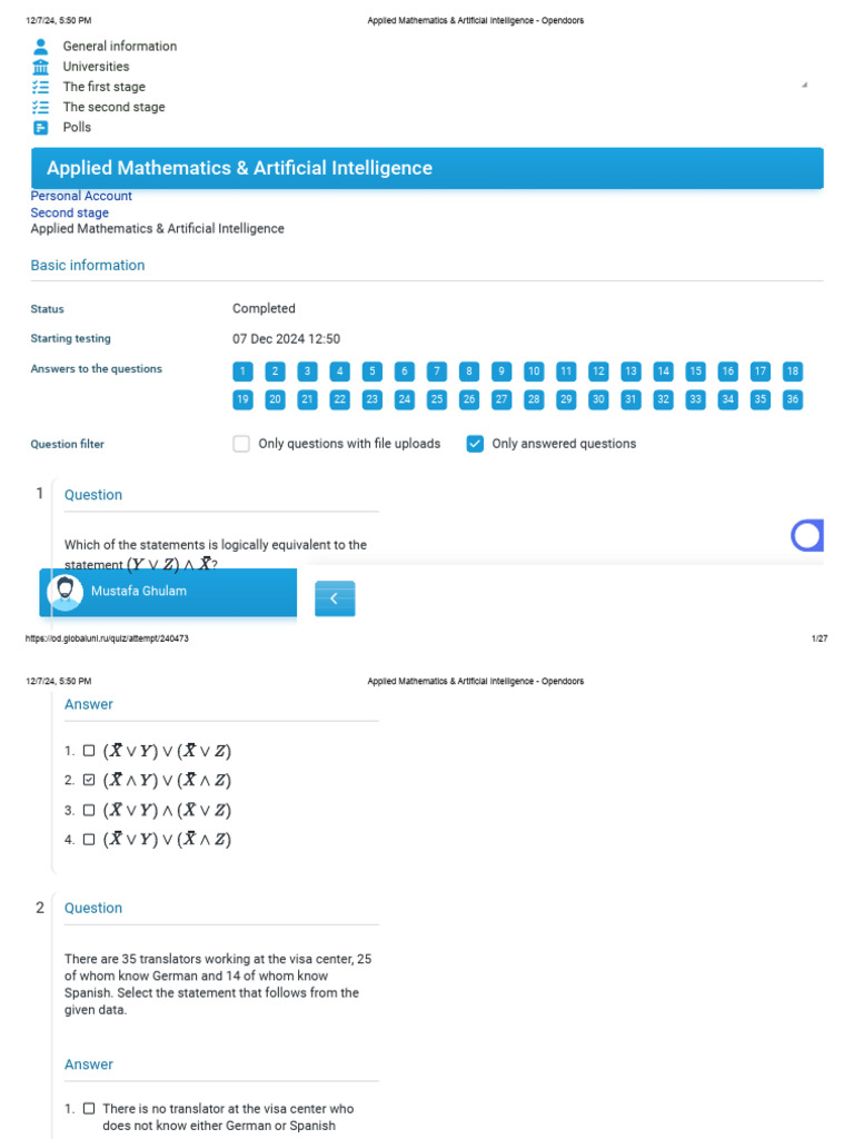 Applied Mathematics & Artificial Intelligence - Opendoors | PDF | Numbers | Function (Mathematics)