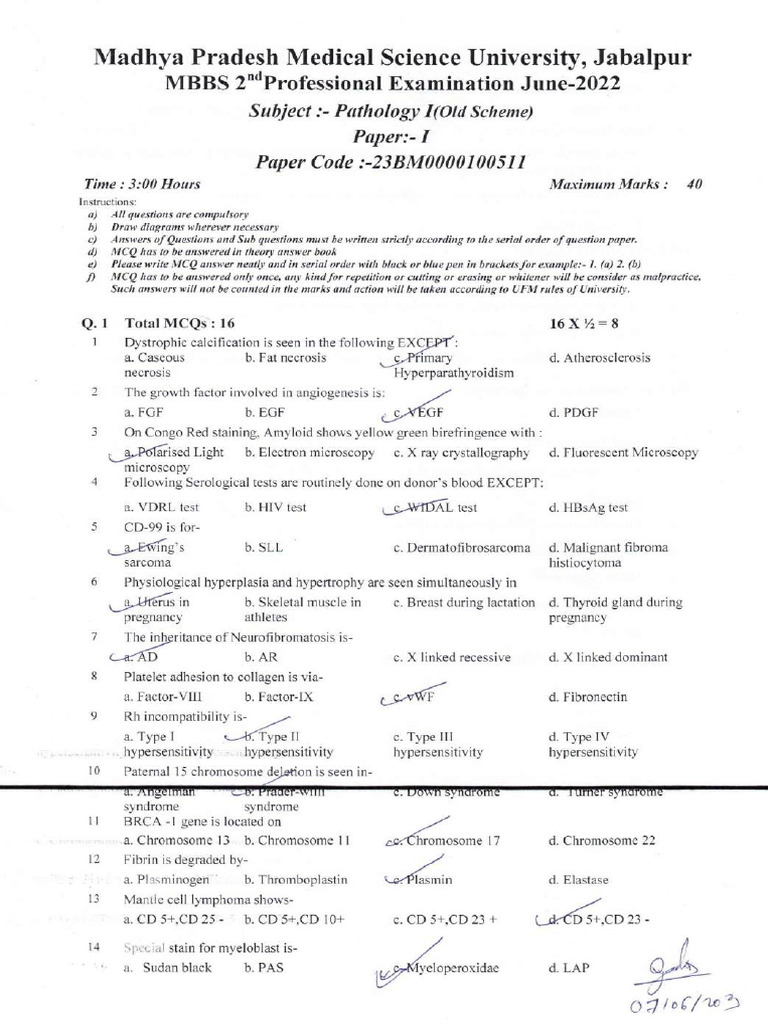 MBBS 2ND PROF. JUNE 23 OS 23BM0000100511-compressed | PDF