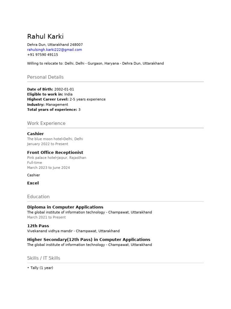 Rahul Karki 2024 | PDF