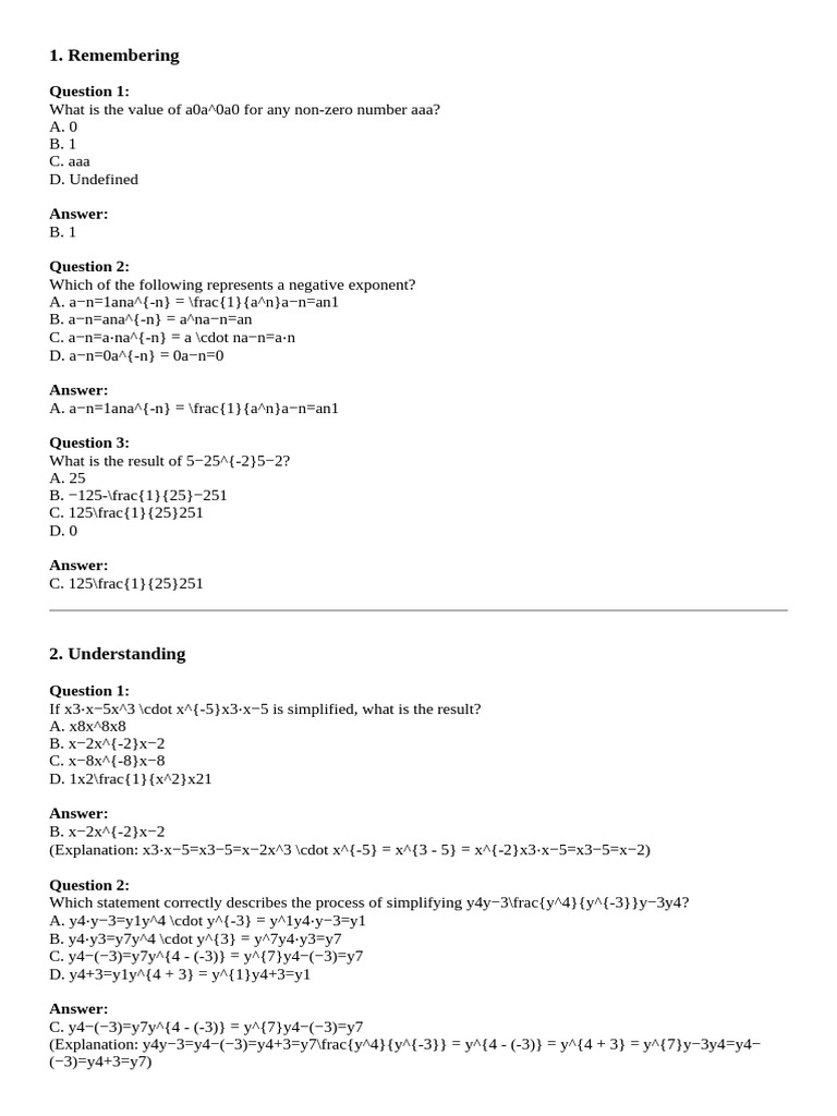 5TH APPLIOIES THE POSITIV INTEGRAL EXPONENTS TO ZERO AND NEGATIVE ...