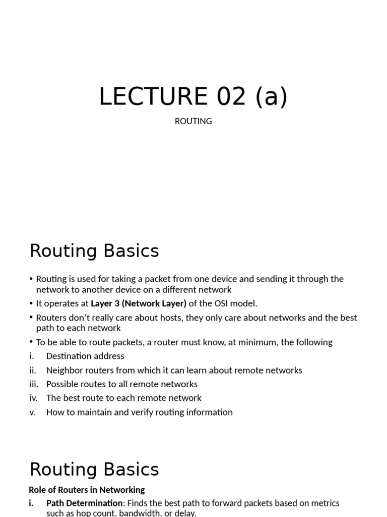 Lecture 02 (a) | PDF | Routing | Router (Computing)